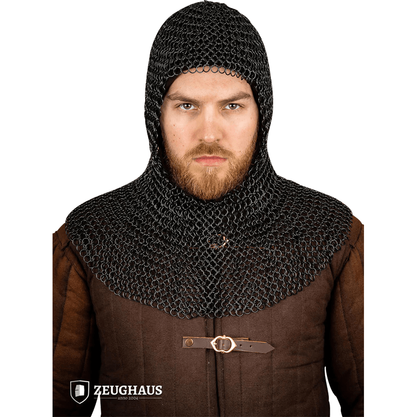 Black Dynasty Chainmail Coif - 10mm Round Rings